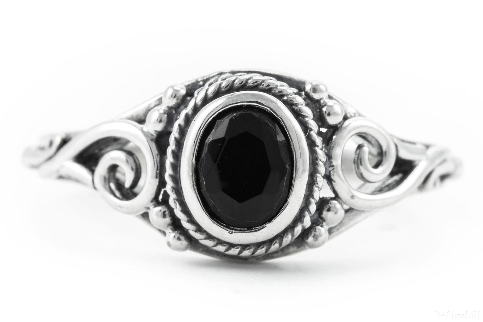 WINDALF Zarter Damen Ring NOVINA 8 mm Schwarzer Gothic Ring Spiralen ...