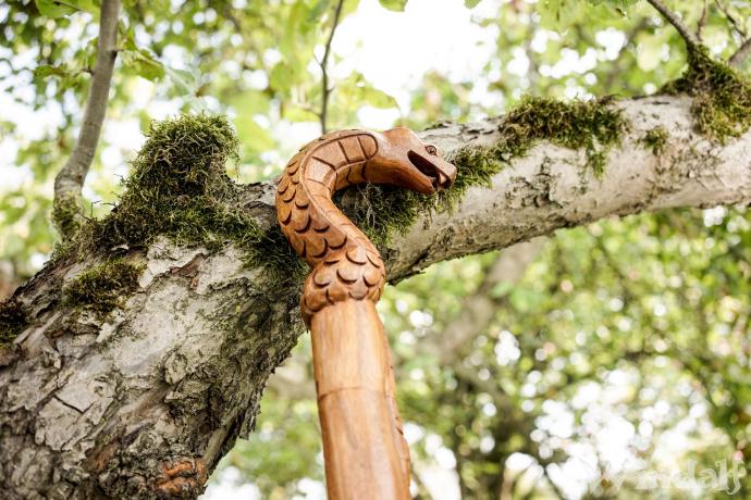WINDALF Mittelalter Wanderstab LINDIS 130 cm Schlangen Äskulapstab ...