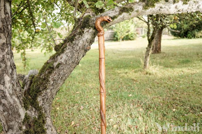 WINDALF Mittelalter Wanderstab LINDIS 130 cm Schlangen Äskulapstab ...
