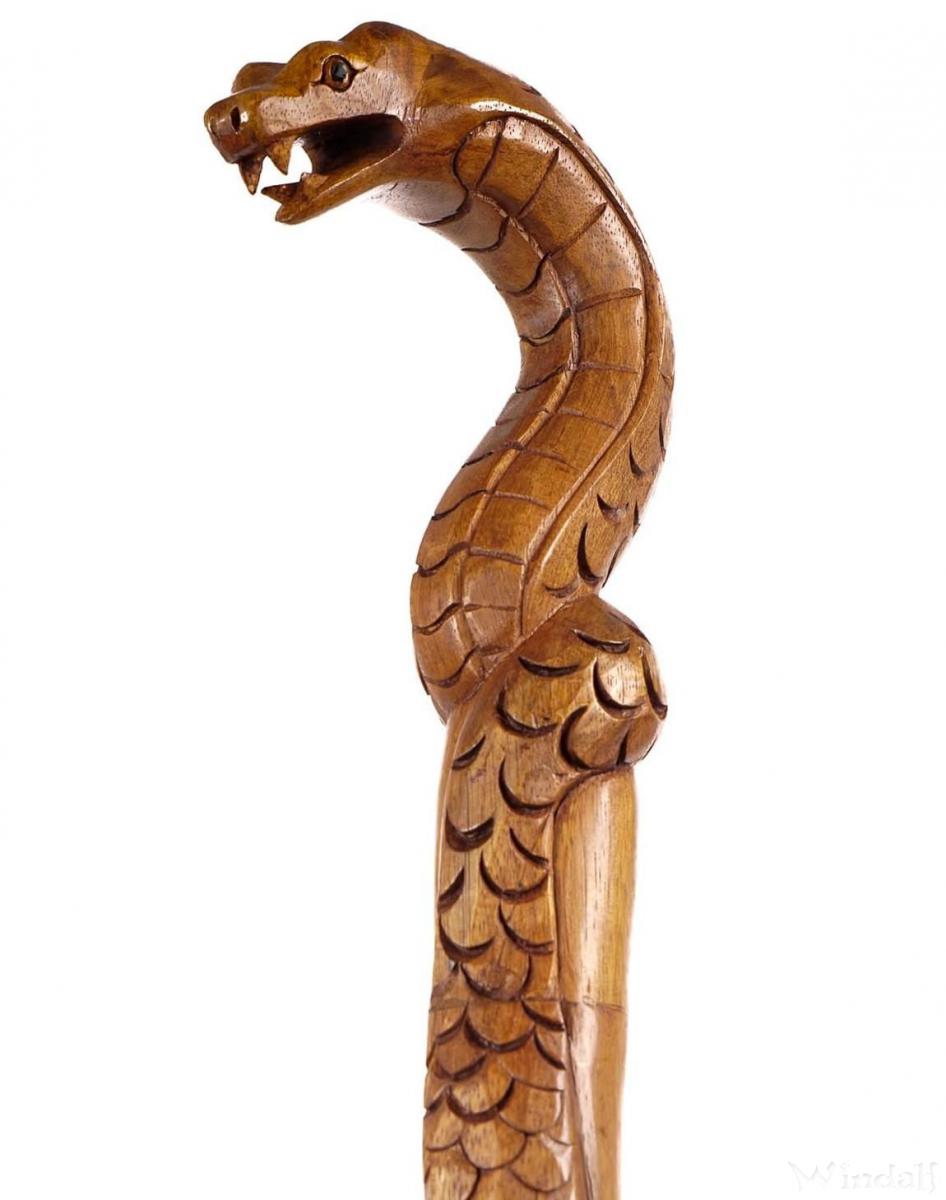 WINDALF Mittelalter Wanderstab LINDIS 130 cm Schlangen Äskulapstab ...