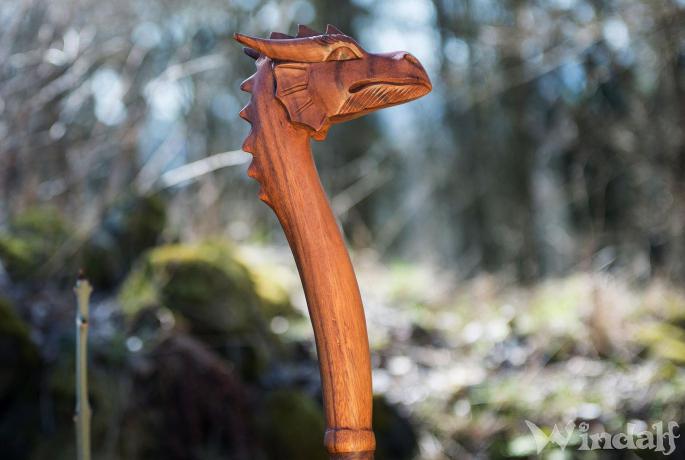 WINDALF Mittelalter Wanderstab DRACO 130 cm Drachen Spazierstock ...