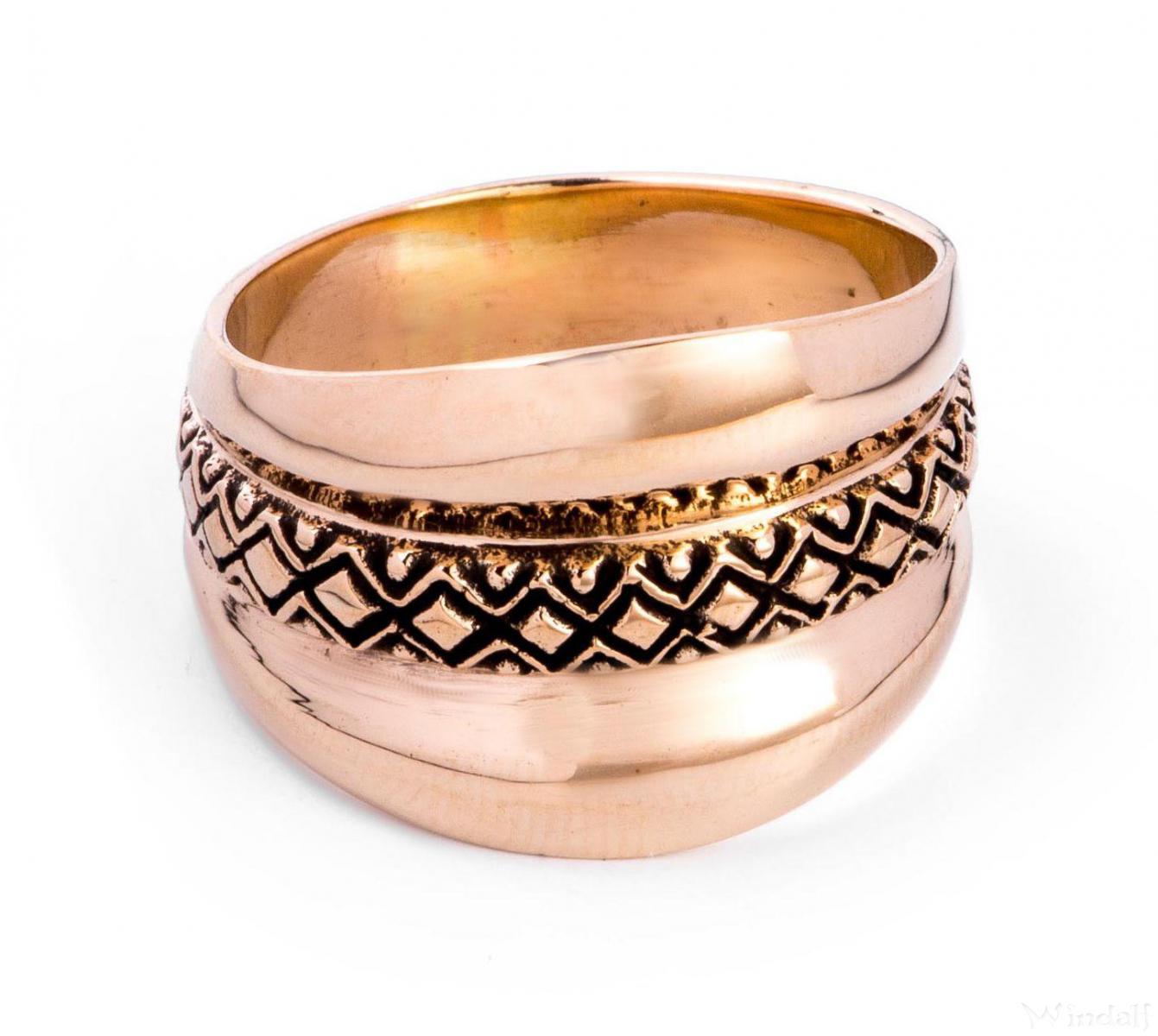 WINDALF Wikinger Ring ARCAN 15 mm Wikingerkunst Rautenmuster Bronzering ...