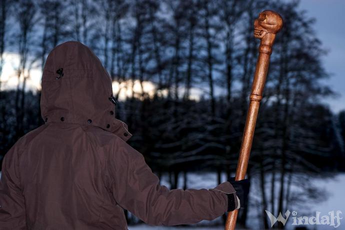 WINDALF Pagan Wanderstab SKULL 180 cm Magier Wanderstock Totenkopf ...